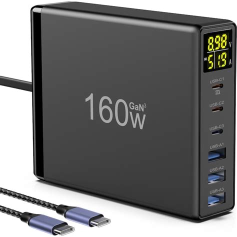 160w Usb C Gan мрежово зарядно устройство станция за зареждане с 6