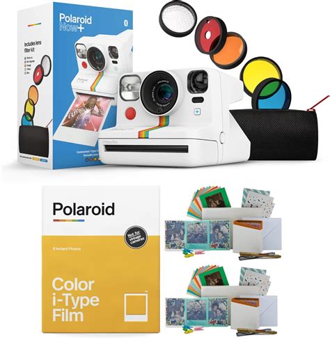 Polaroid Now Instant Film Camera White Bundle With Color