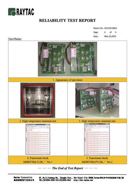 Raytac Corporationbluetooth Wifi Module Makerreliability Test Report Nordic Nrf Module