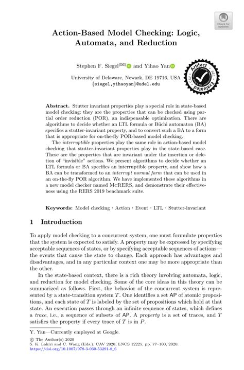 Pdf Action Based Model Checking Logic Automata And Reduction