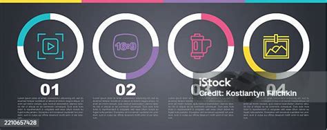 라인 설정 카메라 초점 프레임 라인 사진 16 필름 롤 카트리지 및 비즈니스 인포그래픽 템플릿입니다 벡터 0명에 대한 스톡 벡터 아트 및 기타 이미지 Istock