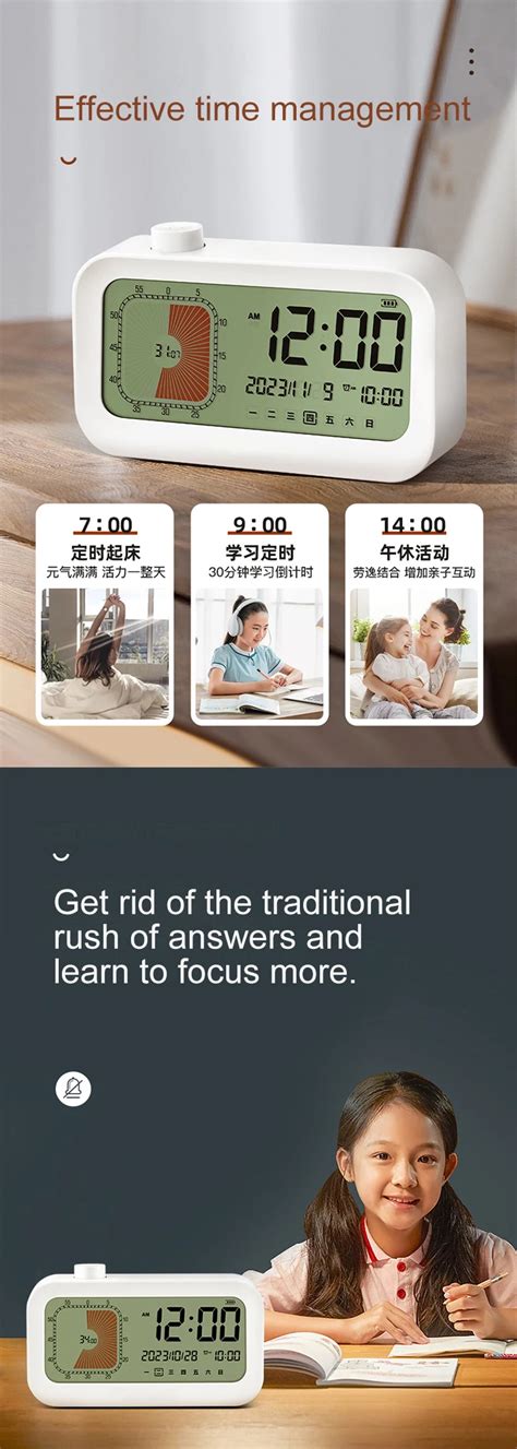 Digital Visual Rechargeable Time Timer Countdown Countup 60 Minute Timer Alarm Clock Dual