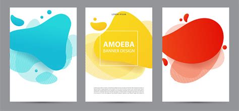 인쇄 제품에 대 한 아메바 펑키 디자인입니다 아메바 펑키 그라데이션 요소와 동적 스타일 배너 세트 포스터 웹 방문 페이지 표지 광고 인사말 카드 소셜 미디어 프로모션을위한
