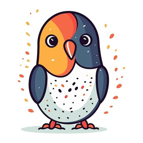 귀여운 만화 펭귄 벡터 일러스트 레이 션 흰색 배경에 고립 프리미엄 벡터