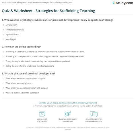 Quiz And Worksheet Strategies For Scaffolding Teaching