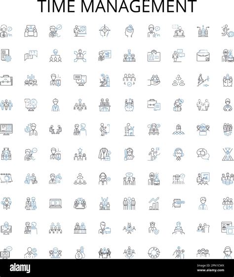 Time Management Outline Icons Collection Planning Discipline Prioritization Efficiency
