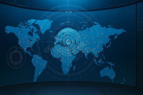 Global Surveillance Network Displaying World Map With Data Points For