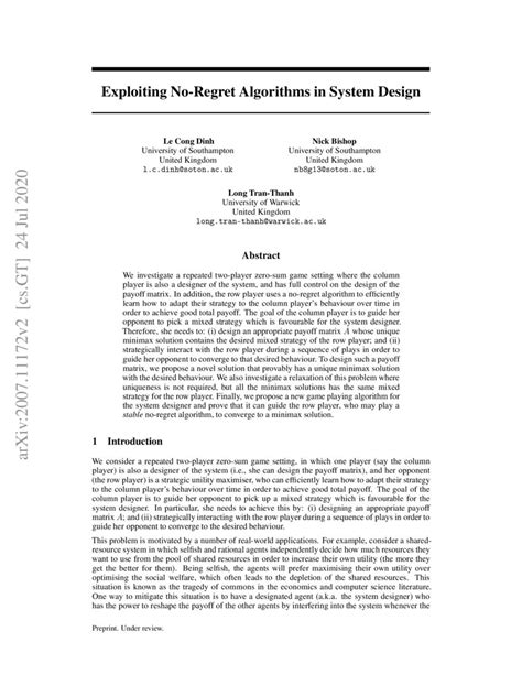 Exploiting No Regret Algorithms In System Design Deepai