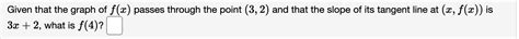 Solved Given That The Graph Of F X ﻿passes Through The