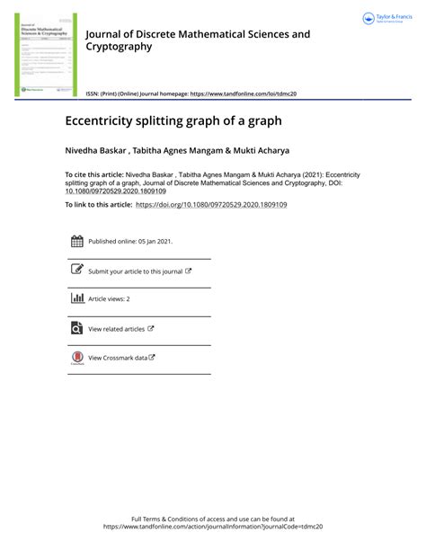 Pdf Eccentricity Splitting Graph Of A Graph