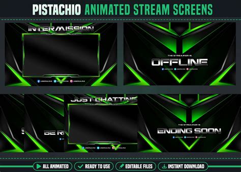 Green Clean Overlay Pack For Twitch Youtube Green Overlay Stream Package Kick Overlay Etsy
