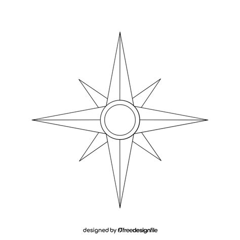 Wind Rose Compass Drawing Black And White Clipart Free Download
