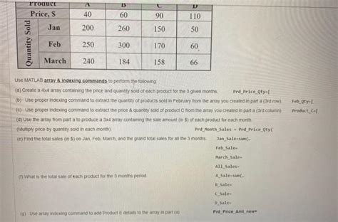 Solved Use Matlab Array 8 Indexing Commands To Perform The