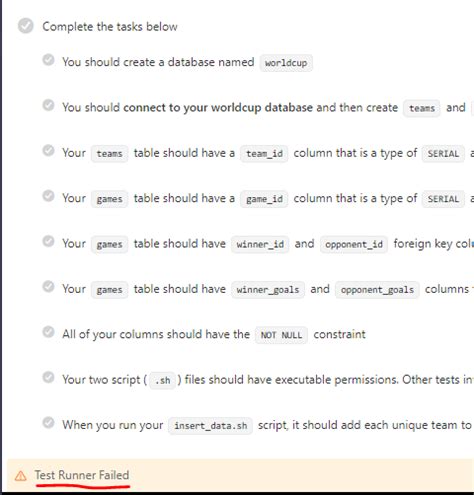 Worldcup Database Test Runner Failed Backend Development The Freecodecamp Forum