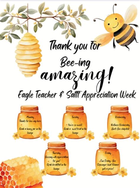Bee Theme Teacher And Staff Appreciation Week Flyer Editable Printable
