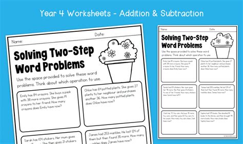Year 4 Two Step Word Problems Addition And Subtraction Worksheets