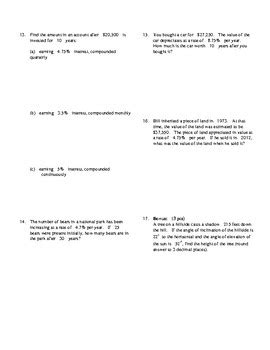 Exponentials Natural Logs Test By Sarah Dragoon TpT