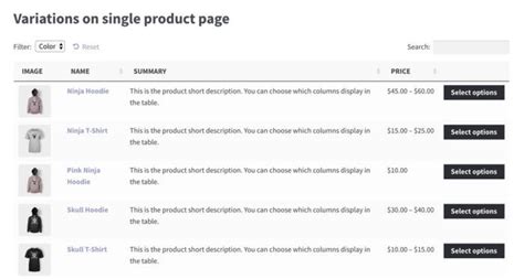 How To Display Product Variations As Separate Rows In A Table
