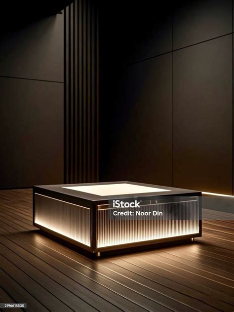 세련된 디자인의 모던한 조명 커피 테이블이 나무 바닥에 놓여 있습니다 0명에 대한 스톡 사진 및 기타 이미지 0명 3차원 형태 가정의 방 Istock