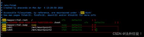 linux添加磁盘 挂载与卸载 自动挂载，linux基本磁盘管理 刚创建的分区上创建 ext3 文件系统和 vfat 文件系统 csdn博客