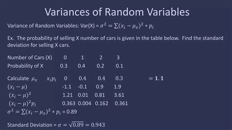 Means And Variances Of Random Variables Pdf Physics Science