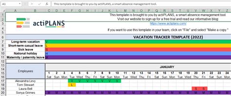 Vacation Tracker Excel Template