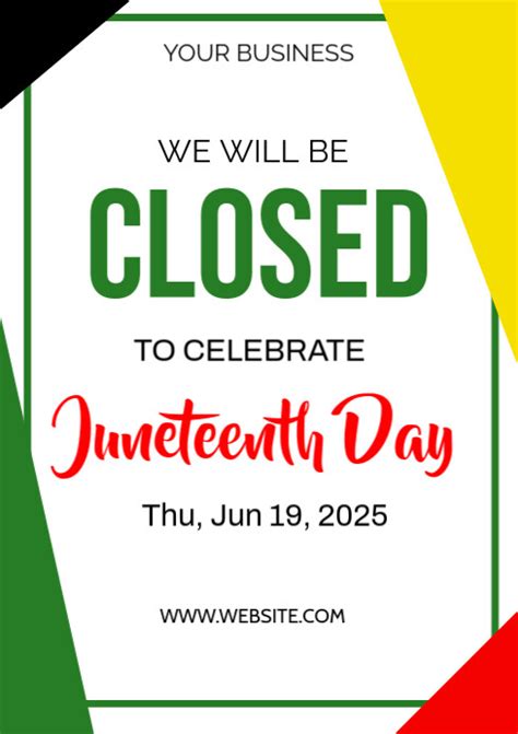 Closed Juneteenth Day A4 Template Postermywall