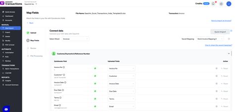 how to import transactions with a file using saasant transactions online