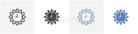 Gear Clock Icon Vector Set Use For Web Ui Or App Stock Vector Illustration Of Clock Idea