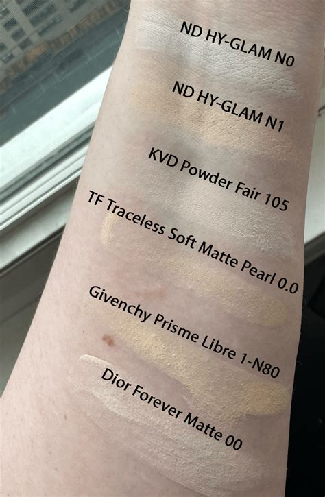 Foundation Swatches Ft Natasha Denona Hy Glam Powder Foundation N0 Vs N1 On Fair Cool To
