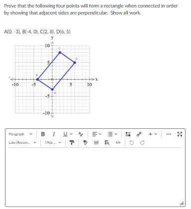 Solved Prove That The Following Four Points Will Form A Chegg