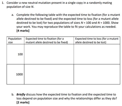 Solved Consider A New Neutral Mutation Present In A Single
