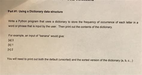 Solved Part 1 Using A Dictionary Data Structure Write A