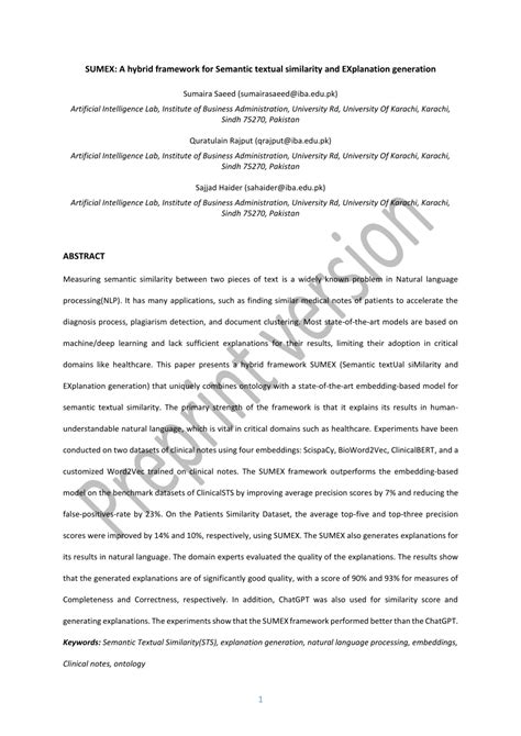Pdf Sumex A Hybrid Framework For Semantic Textual Similarity And Explanation Generation