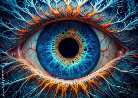 Vibrant Blue Iris With Intricate Network Of Blood Vessels And Optic