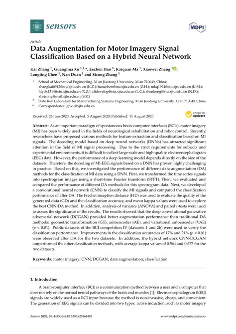 Pdf Data Augmentation For Motor Imagery Signal Classification Based