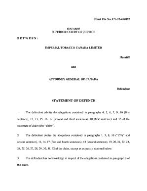 Statement Of Defence Sample Fill And Sign Printable Template Online