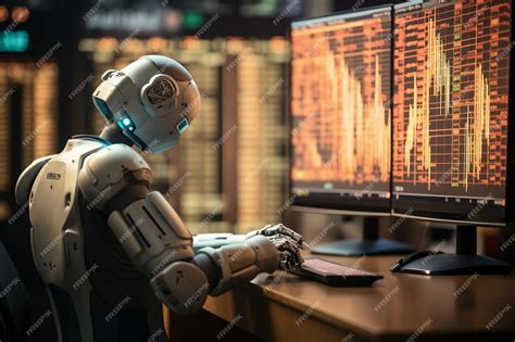 Premium Ai Image Analyzing Robot Stock Market Chart Generative Ai