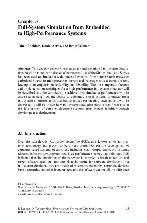 Pdf Full System Simulation From Embedded To High Performance Systems Processor And System On
