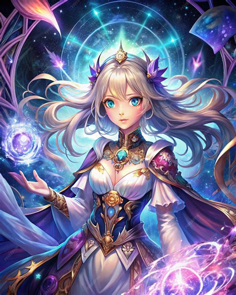 Beautiful Anime Girl With Magical Powers Illustration Premium Ai