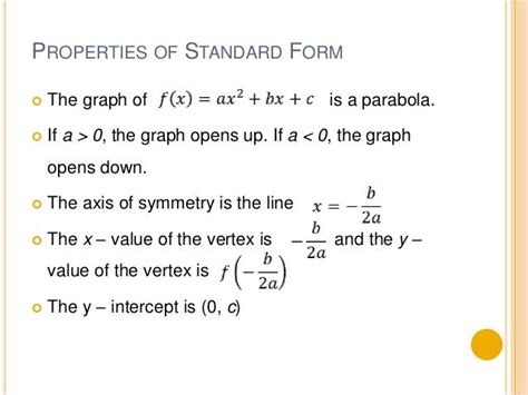 42 Standard Form Of A Quadratic Function