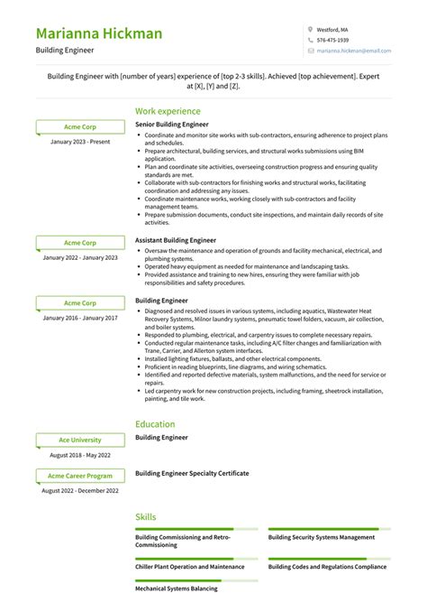 10 Building Engineer Resume Examples That Land Jobs