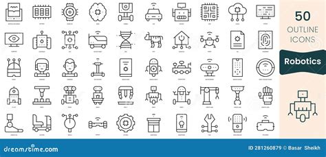 Set Of Robotics Icons Thin Linear Style Icons Pack Stock Vector