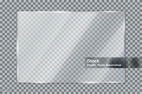 투명 한 배경에 유리 플레이트 투명 한 유리 쇼케이스 현실적인 창 모형 아크릴과 유리 질감 눈부심과 빛 직사각형 프레임에 현실적인 투명 유리 창 재고 0명에 대한 스톡 벡터