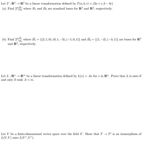 Solved Let T R R Be A Linear Transformation Defined By Chegg