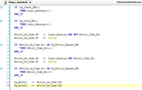 Structured Text Plc Example For Motor Interlocking And Control