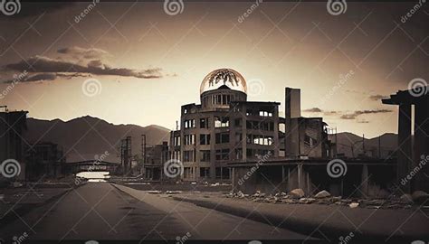After Atomic Nuclear Bomb Explosion Hiroshima Stock Illustration