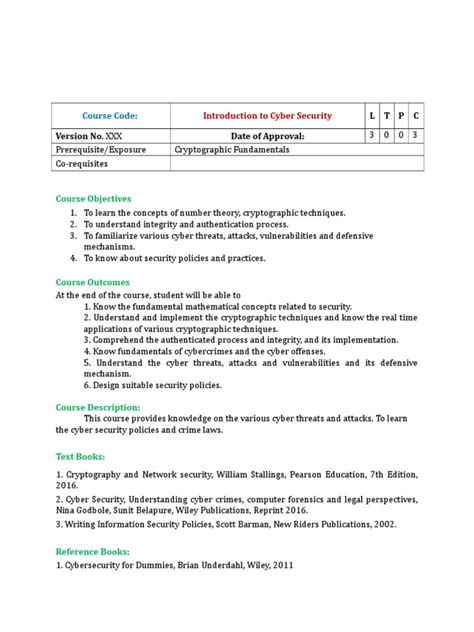 Syllabus For Cyber Security Pdf Cryptography Key Cryptography