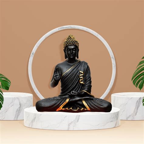 Black And Gold Meditative Pose Buddha Statue Decowiser