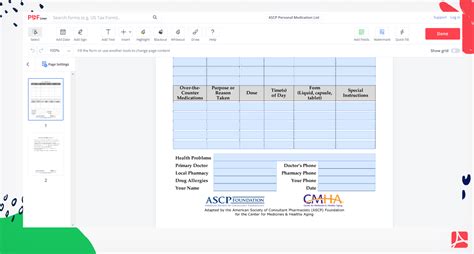 Ascp Personal Medication List Sign Form Online Pdfliner